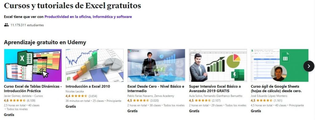 Cursos de Excel Gratis Online y de Pago con Certificado 2025